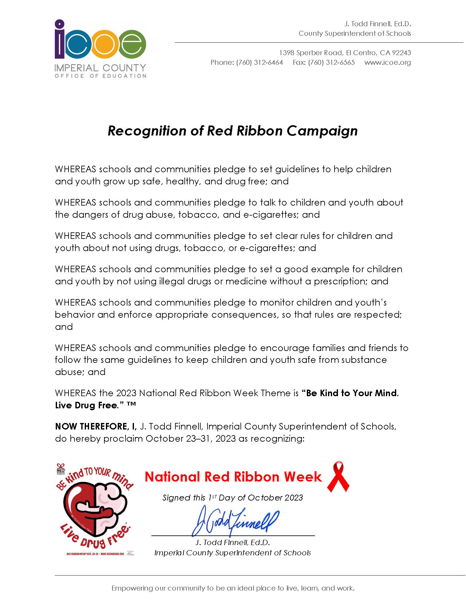Red Ribbon Campaign | Imperial County Office of Education